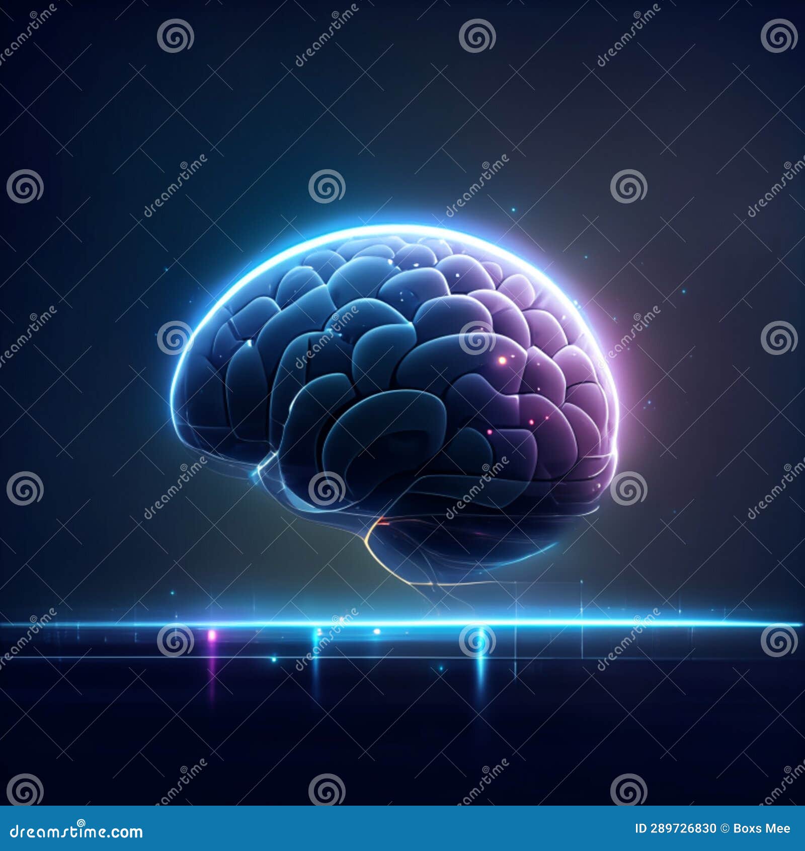 Human Brain with Neon Light Effect. 3d Vector Illustration. Concept of ...