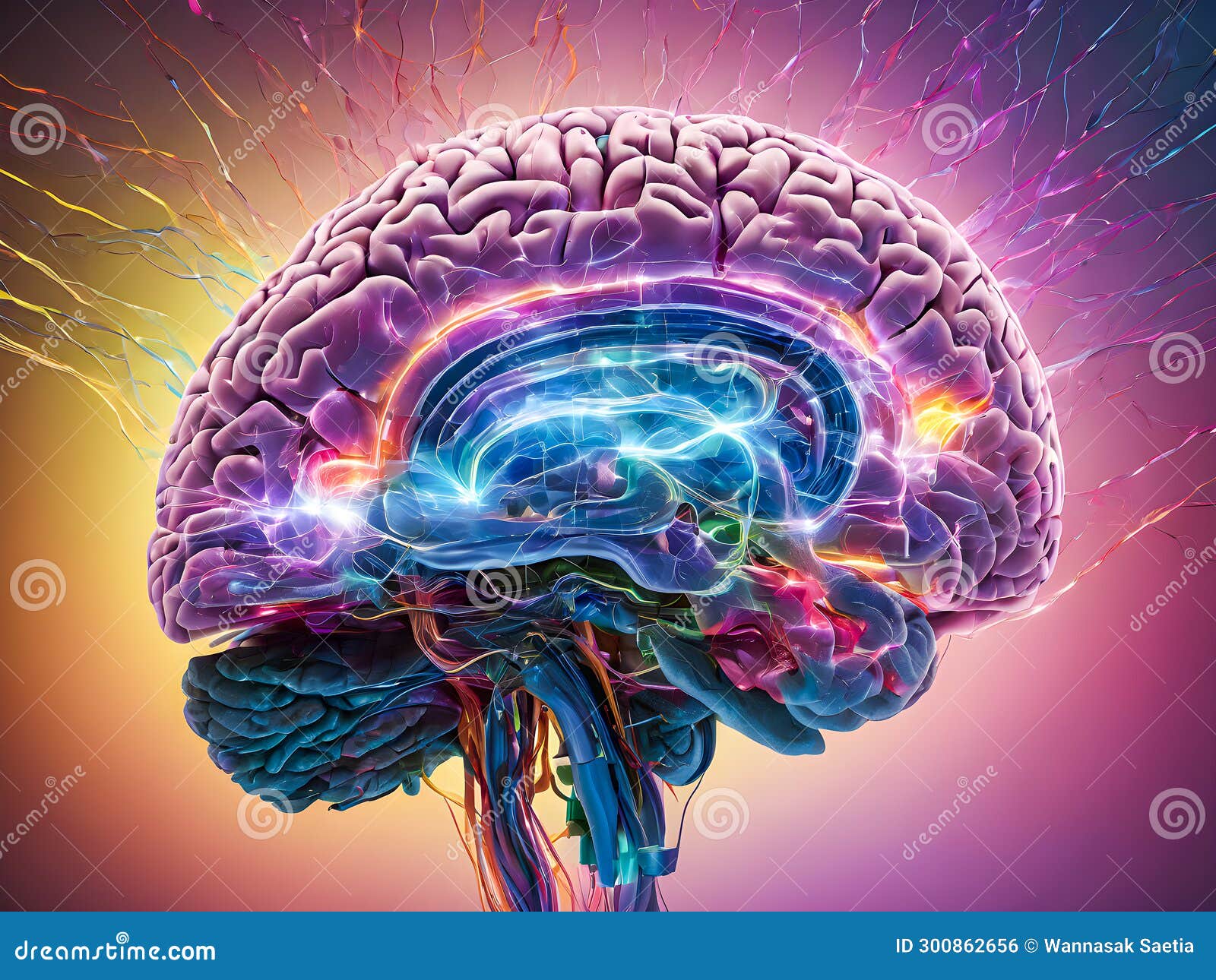 Human brain nervous system stock illustration. Illustration of graphic ...