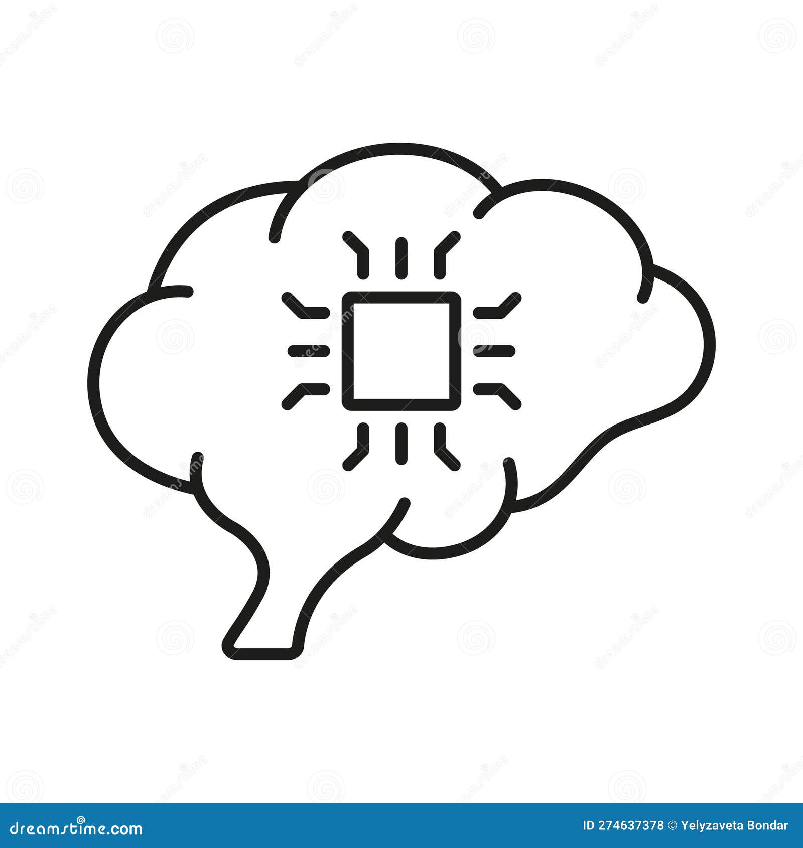 Human Brain And Network Chip Technology Linear Pictogram. AI ... Human Brain And Network Chip Technology Linear Pictogram. AI ...