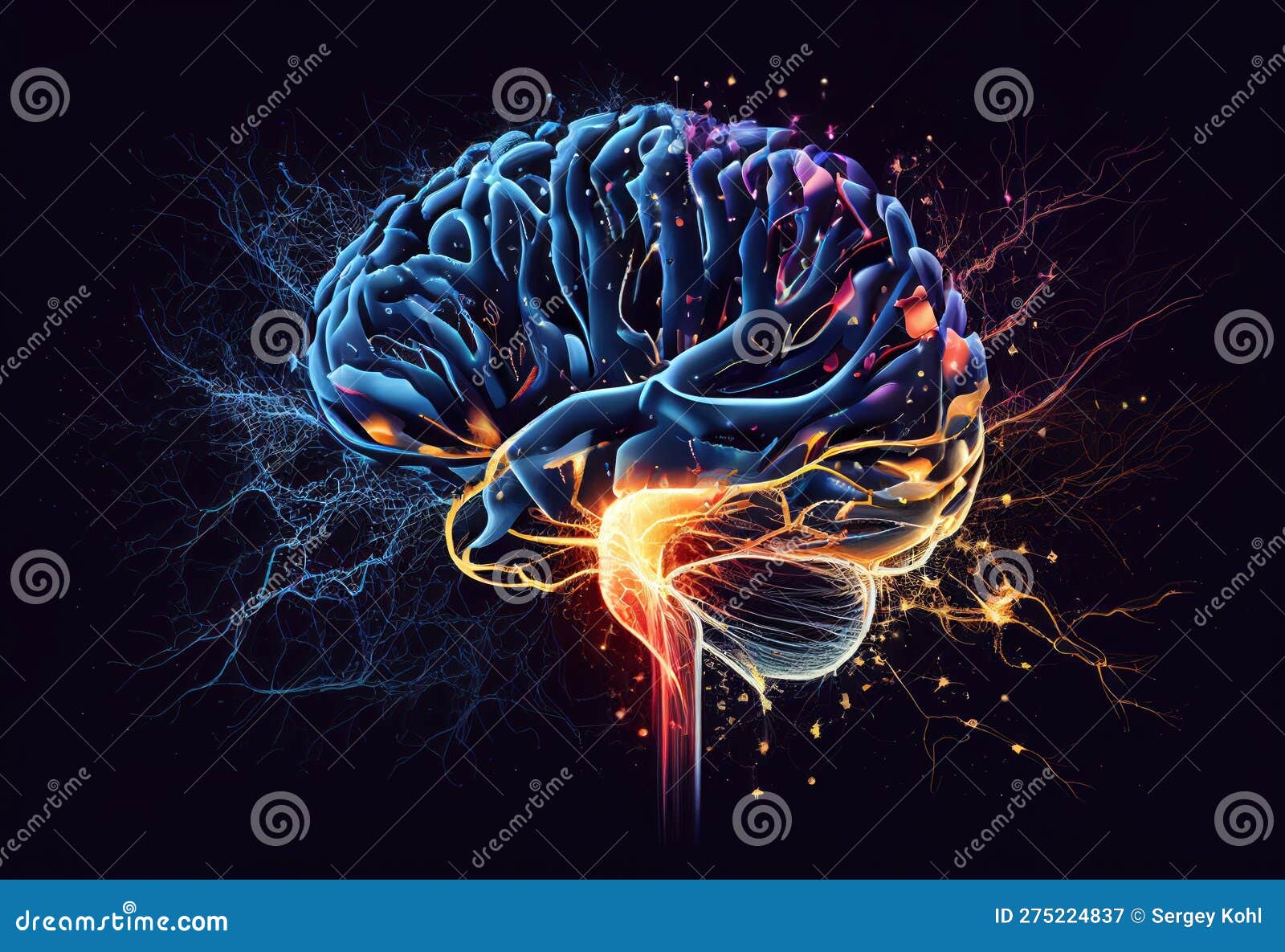 The Human Brain and Neural Connections. Concept Stock Illustration ...