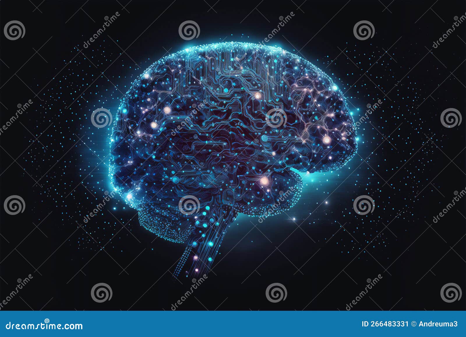 Human Brain with Neural Digital Technology Stock Illustration ...