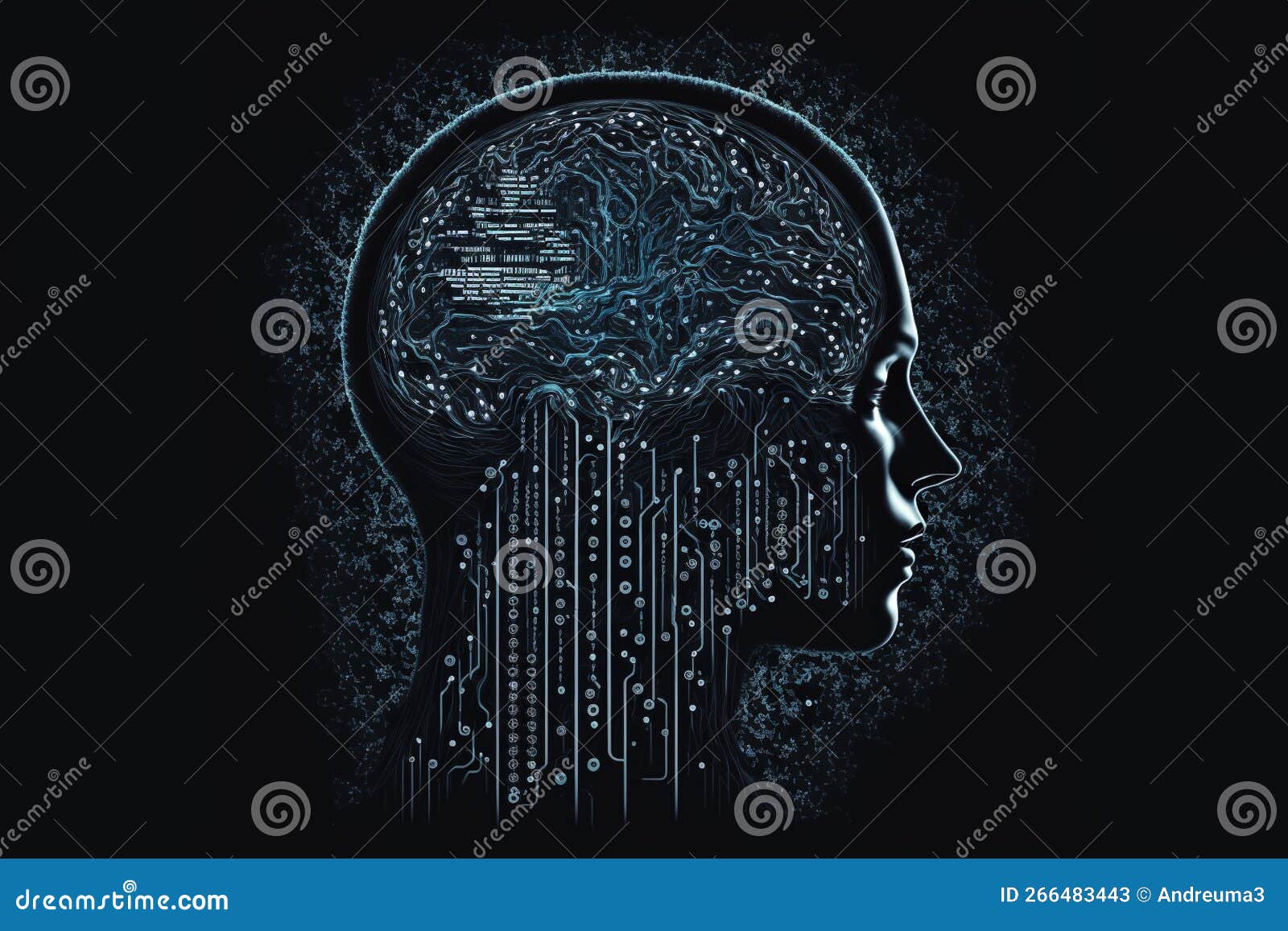 Human Brain with Neural Digital Technology Stock Image - Image of ...