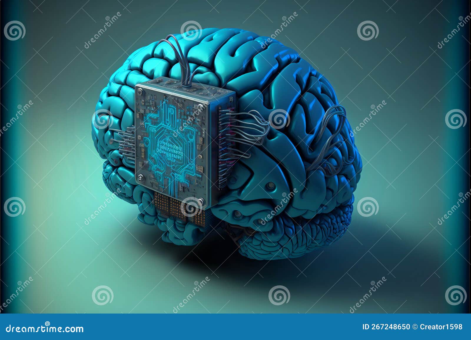 Human Brain with Neural Interface.Artificial Intelligence Concept Stock ...