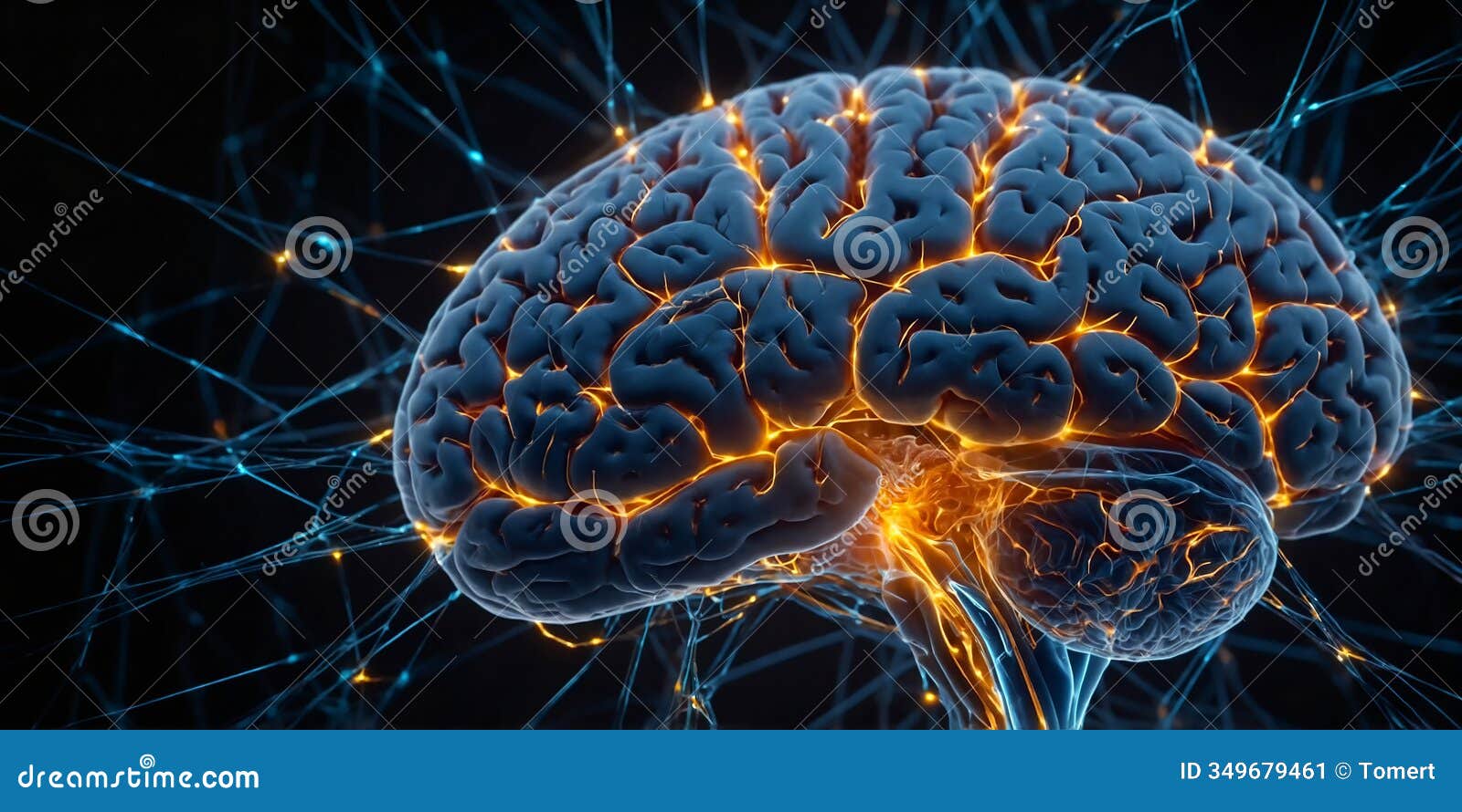 Human Brain with Neuro System. Mind, Intelligence and Science Concept ...