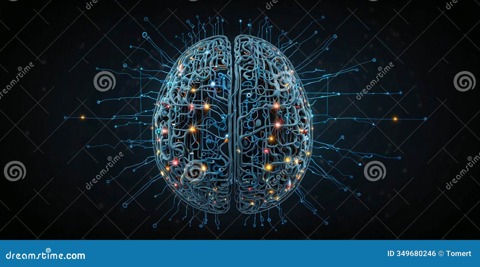 Human Brain with Neuro System. Mind, Intelligence and Science Concept ...