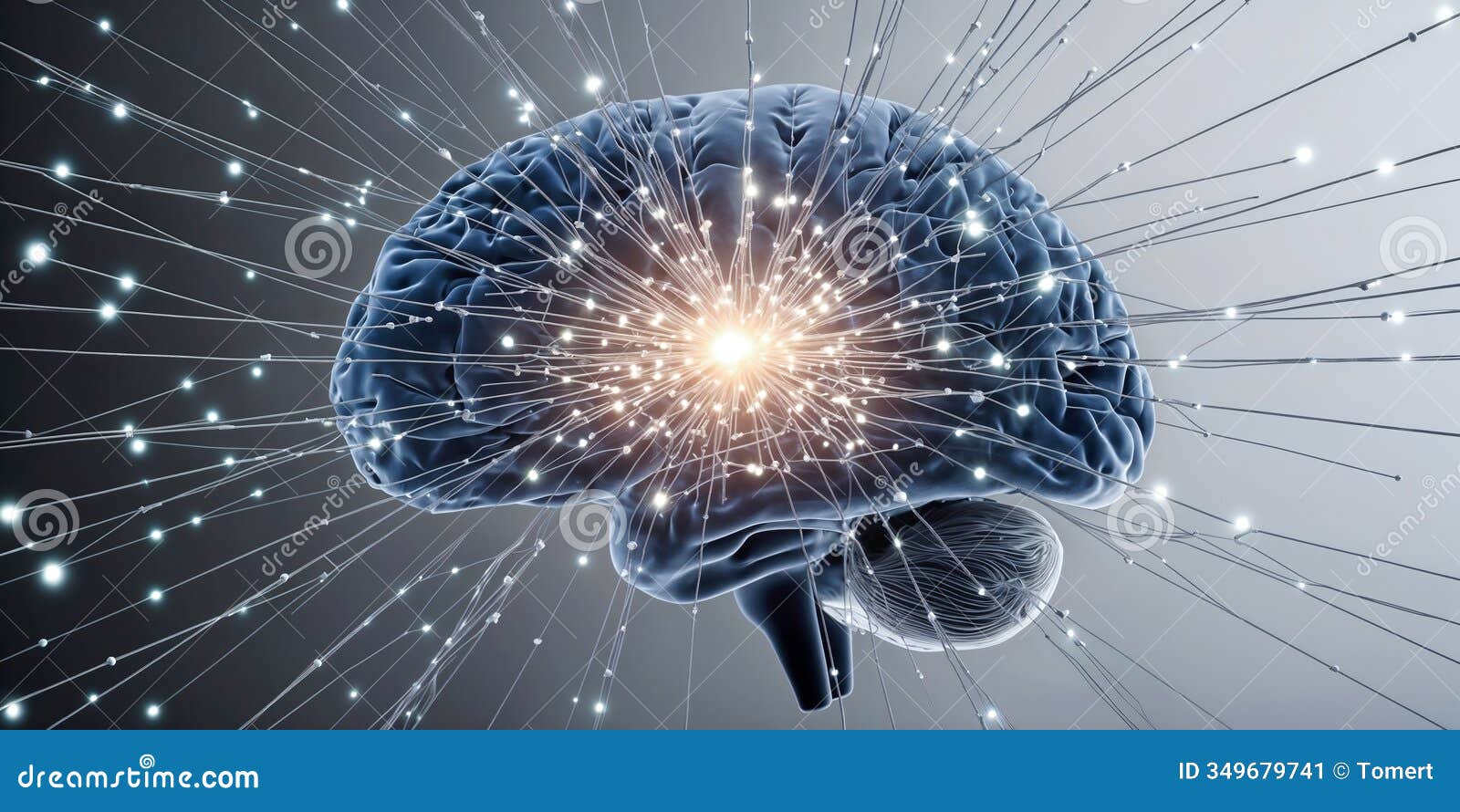 Human Brain with Neuro System. Mind and Science Concept Stock Image ...