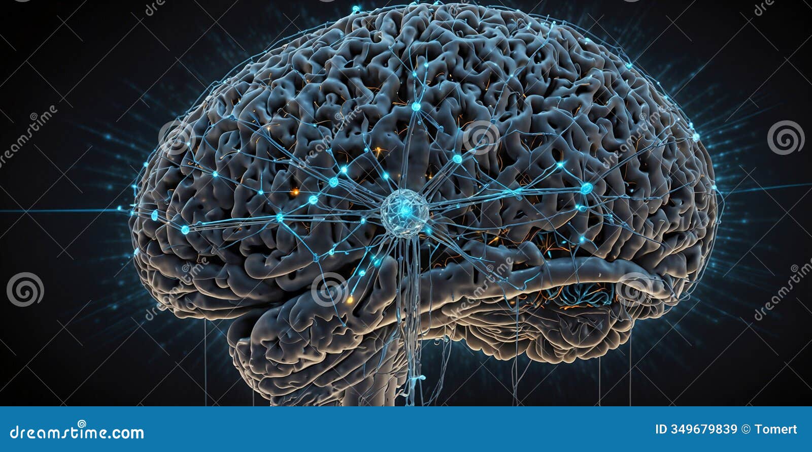 Human Brain with Neuro System. Mind and Science Concept Stock Image ...