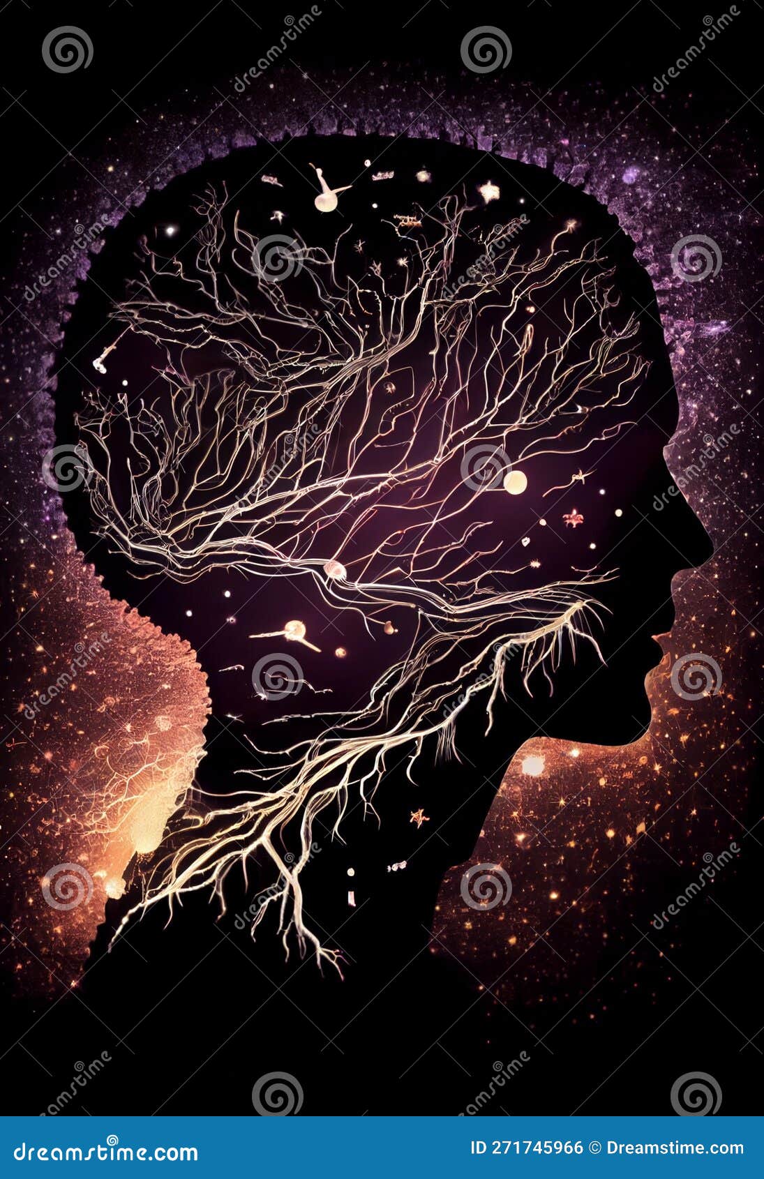 Human Brain and Neuron Connections in Glowing Silhouette. AI Generated ...