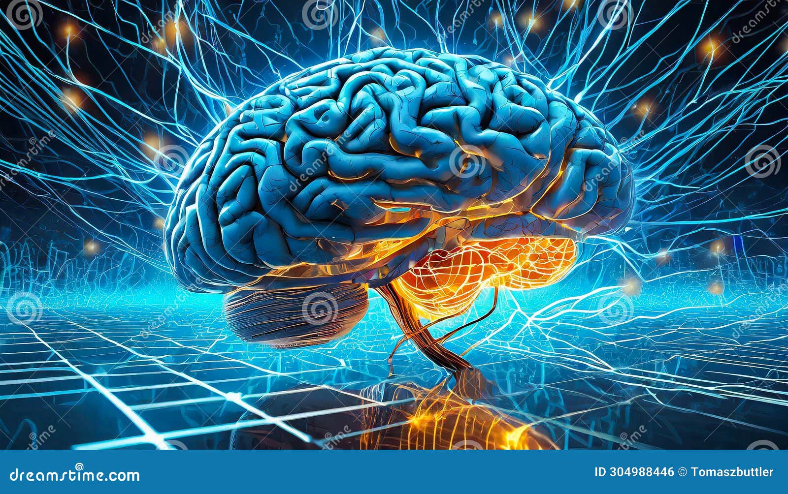 Human Brain with Neurons and Nervous System. Stock Illustration ...