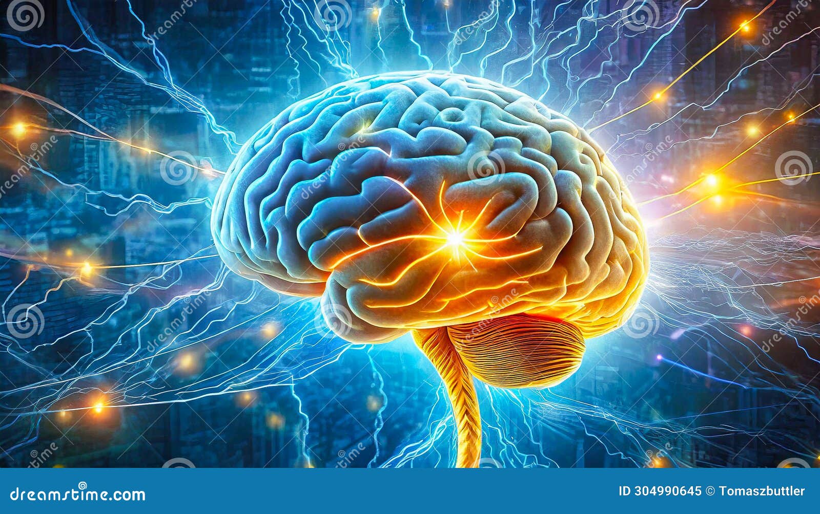 Human Brain with Neurons and Nervous System. Stock Illustration ...