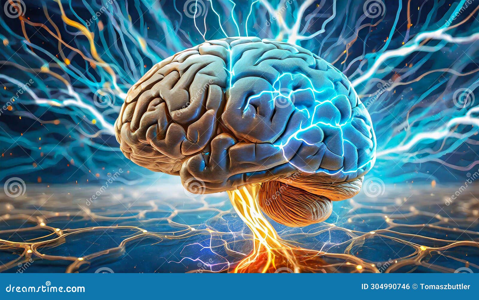 Human Brain with Neurons and Nervous System. Stock Illustration ...