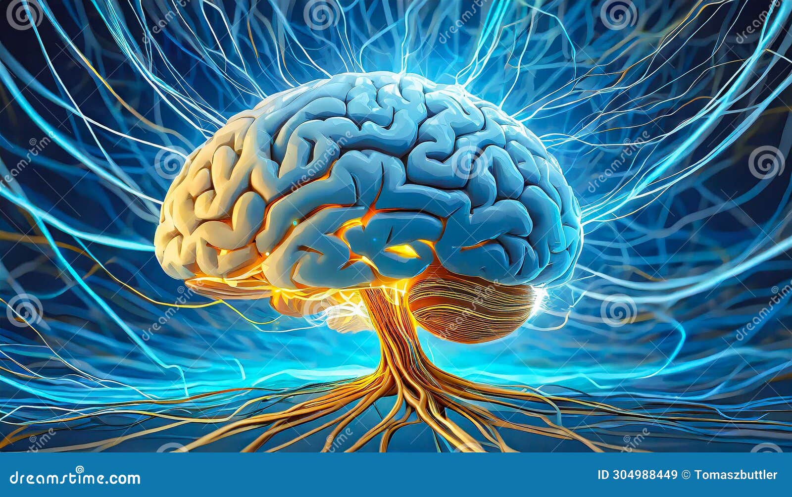 Human Brain with Neurons and Nervous System. Stock Illustration ...