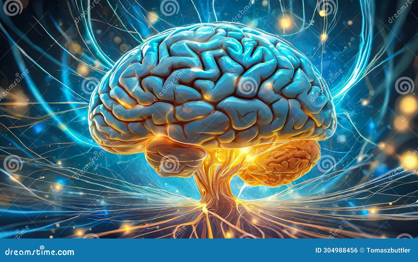 Human Brain with Neurons and Nervous System. Stock Illustration ...