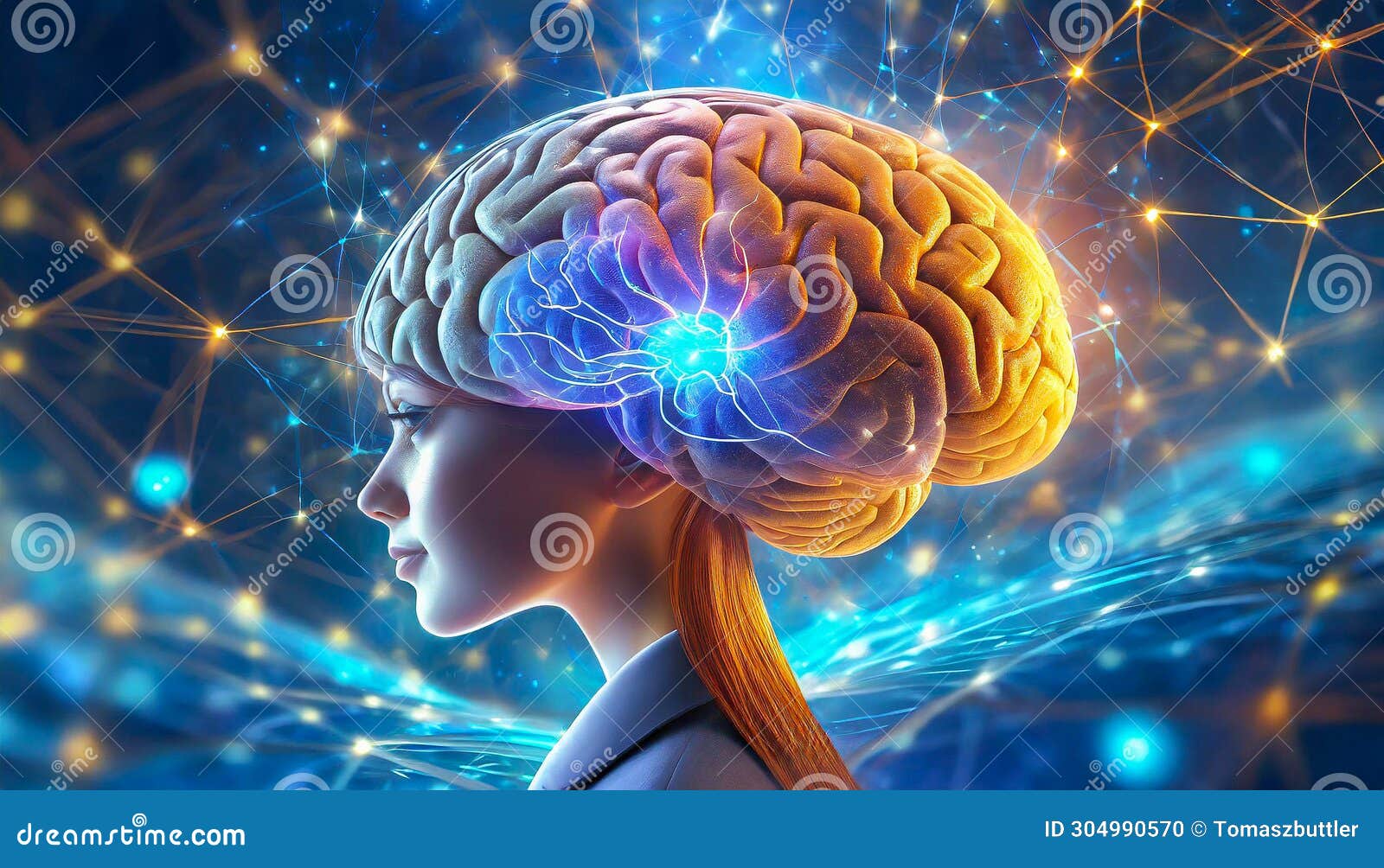 Human Brain with Neurons and Nervous System. Stock Illustration ...