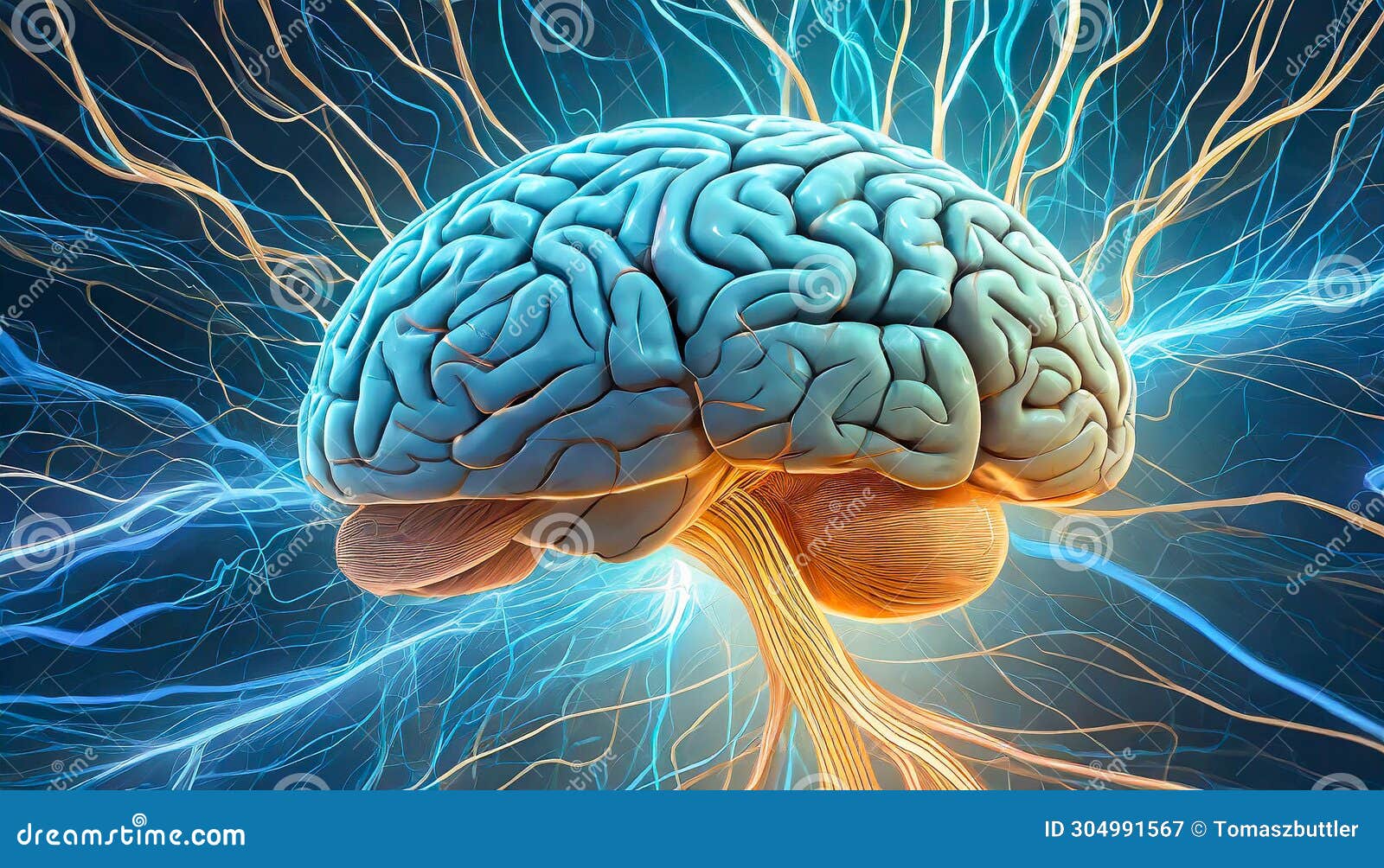 Human Brain with Neurons and Nervous System. Stock Illustration ...