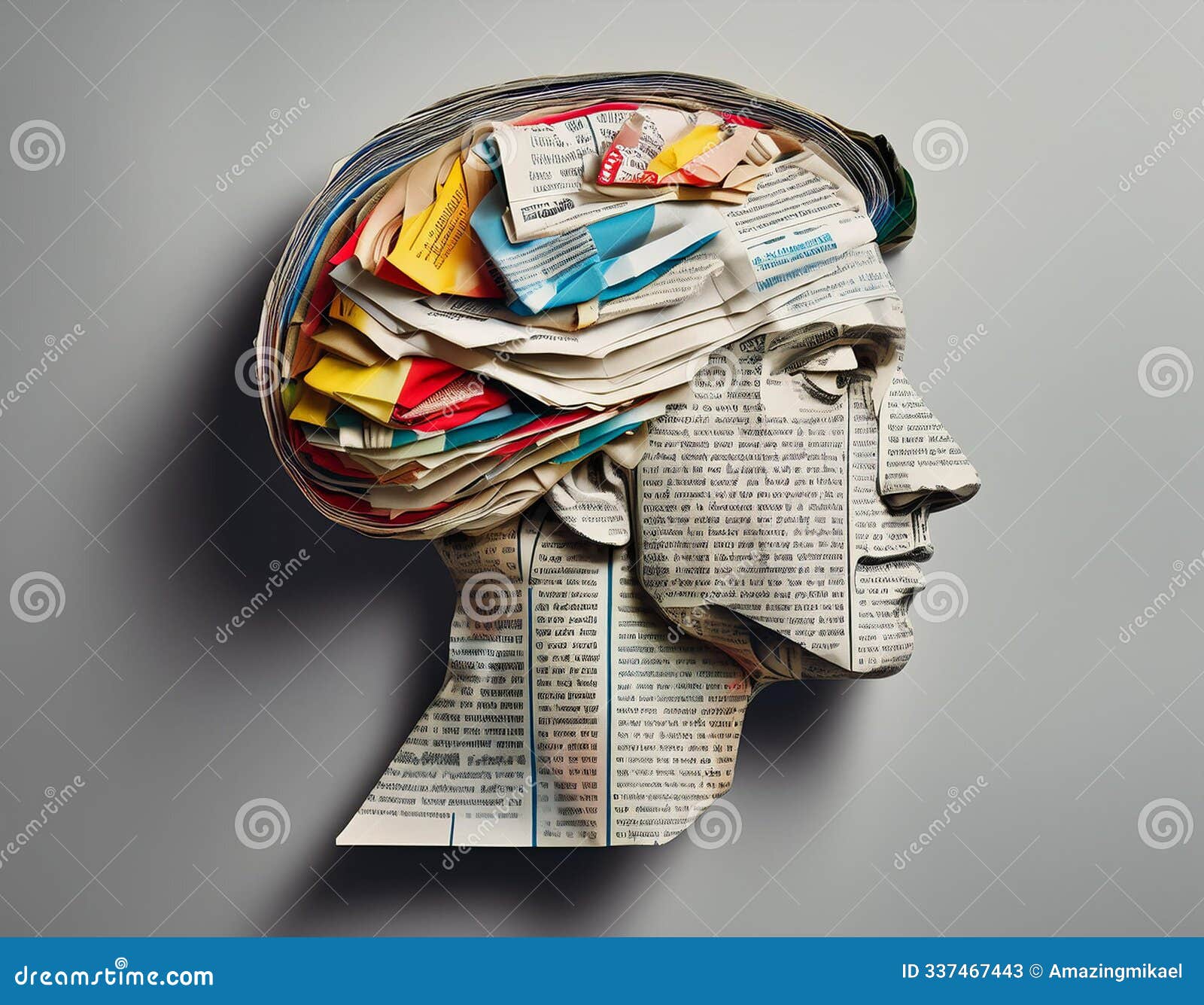 Human Brain in Newspaper Collage Style Symbolizing Learning ...