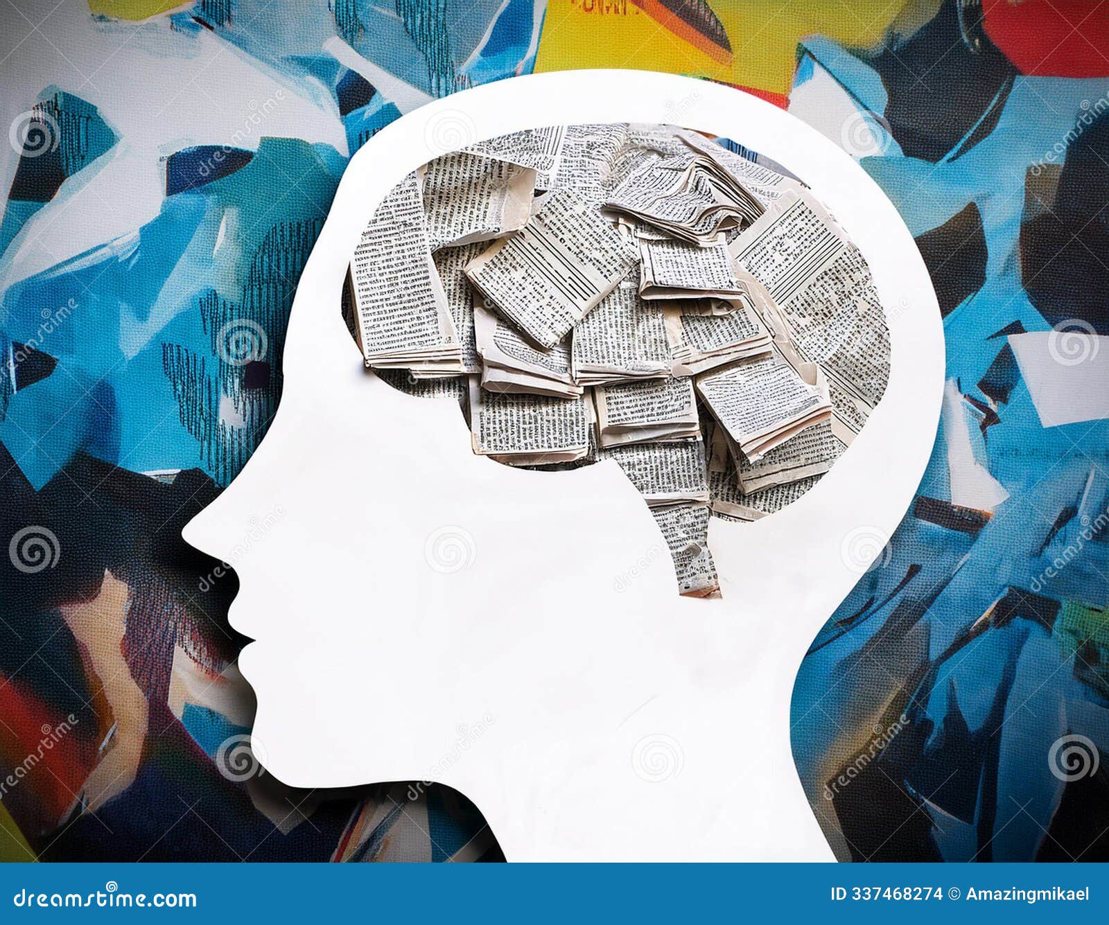 Human Brain in Newspaper Collage Style Symbolizing Learning ...