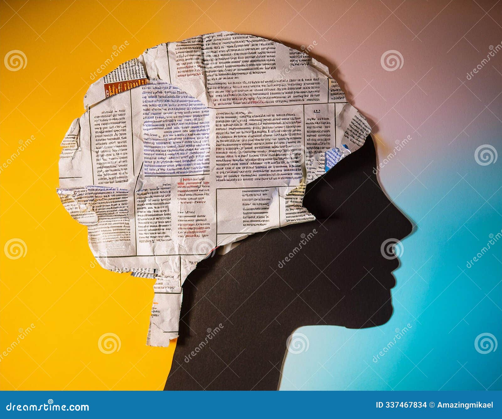 Human Brain in Newspaper Collage Style Symbolizing Learning ...