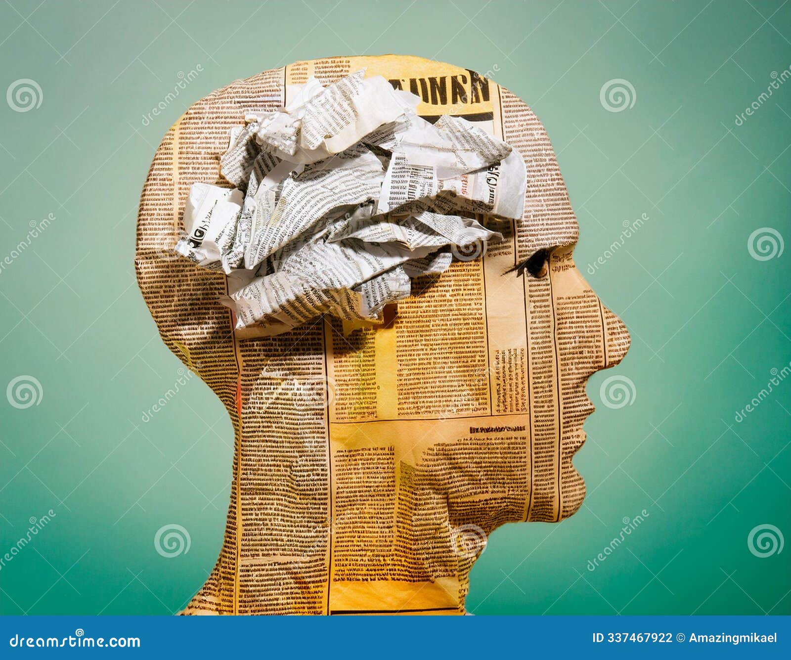Human Brain in Newspaper Collage Style Symbolizing Learning ...