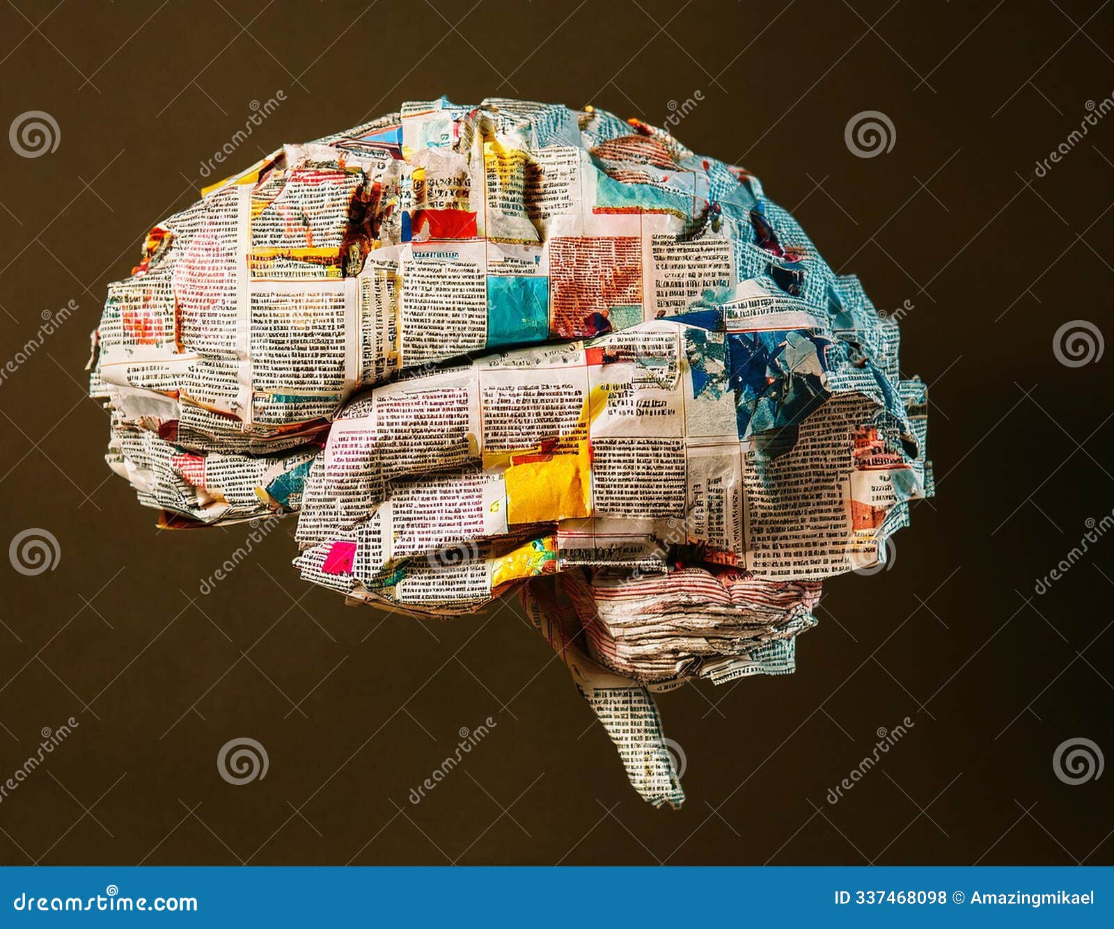 Human Brain in Newspaper Collage Style Symbolizing Learning ...