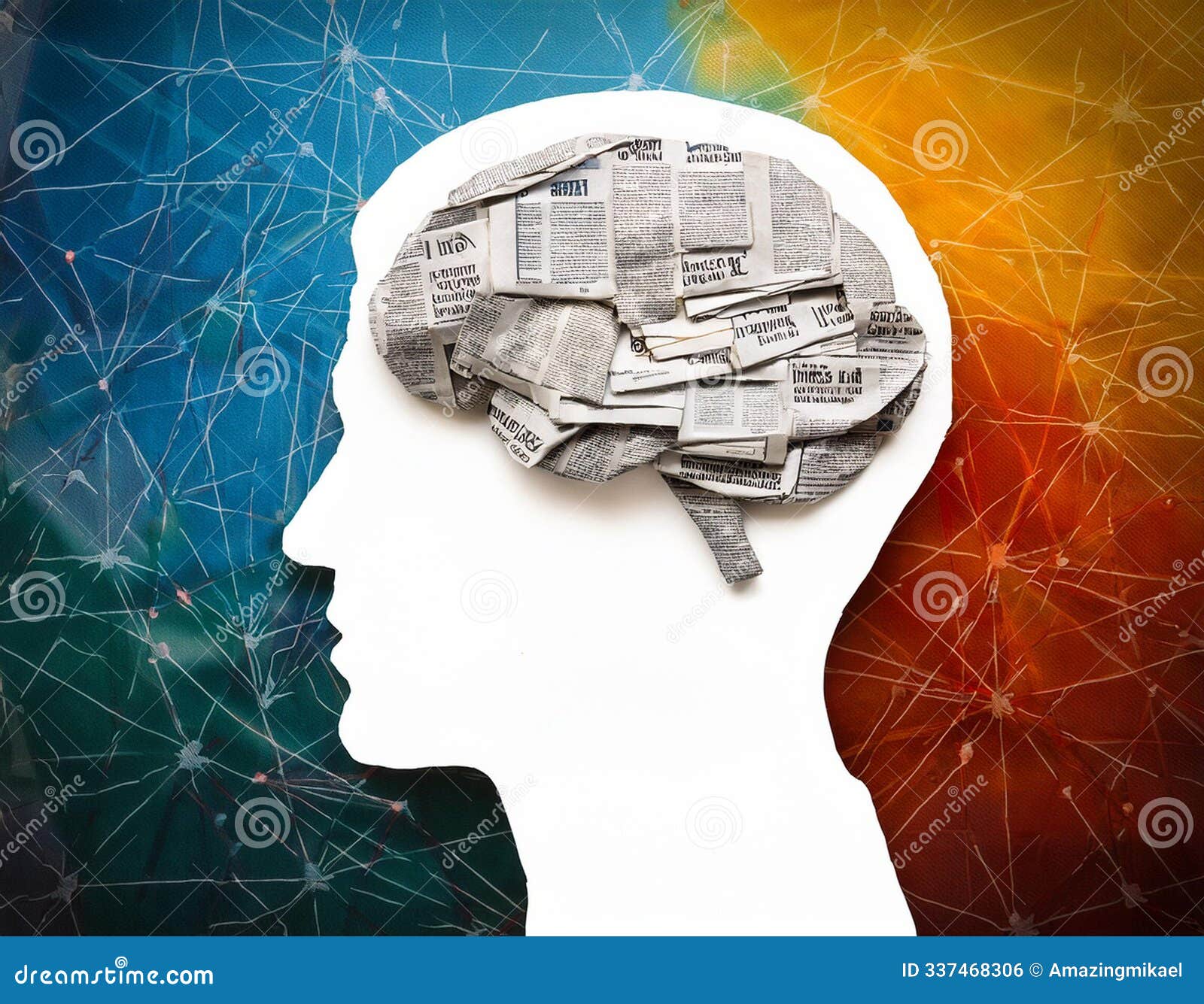 Human Brain in Newspaper Collage Style Symbolizing Learning ...