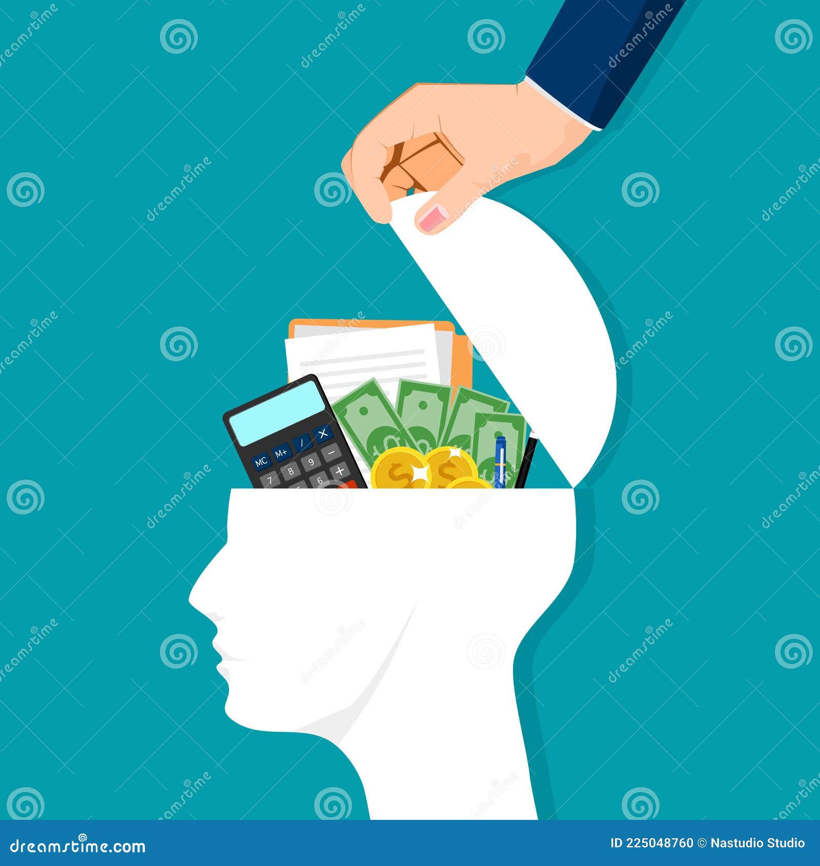 The Human Brain Opens with Financial Documents. Financial and Business ...