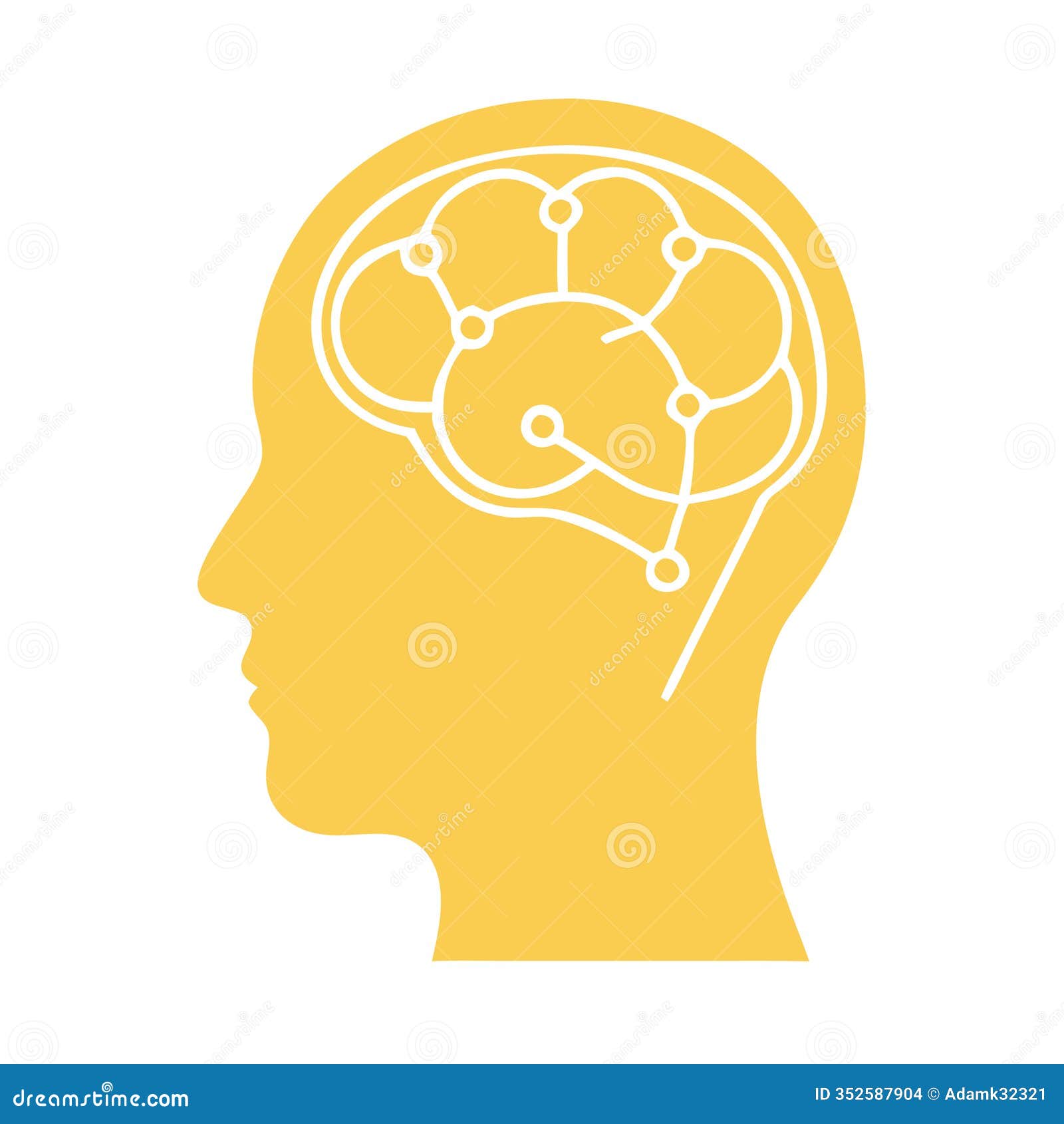 Human Brain Outline with Neural Network Conceptual Vector Art Stock ...