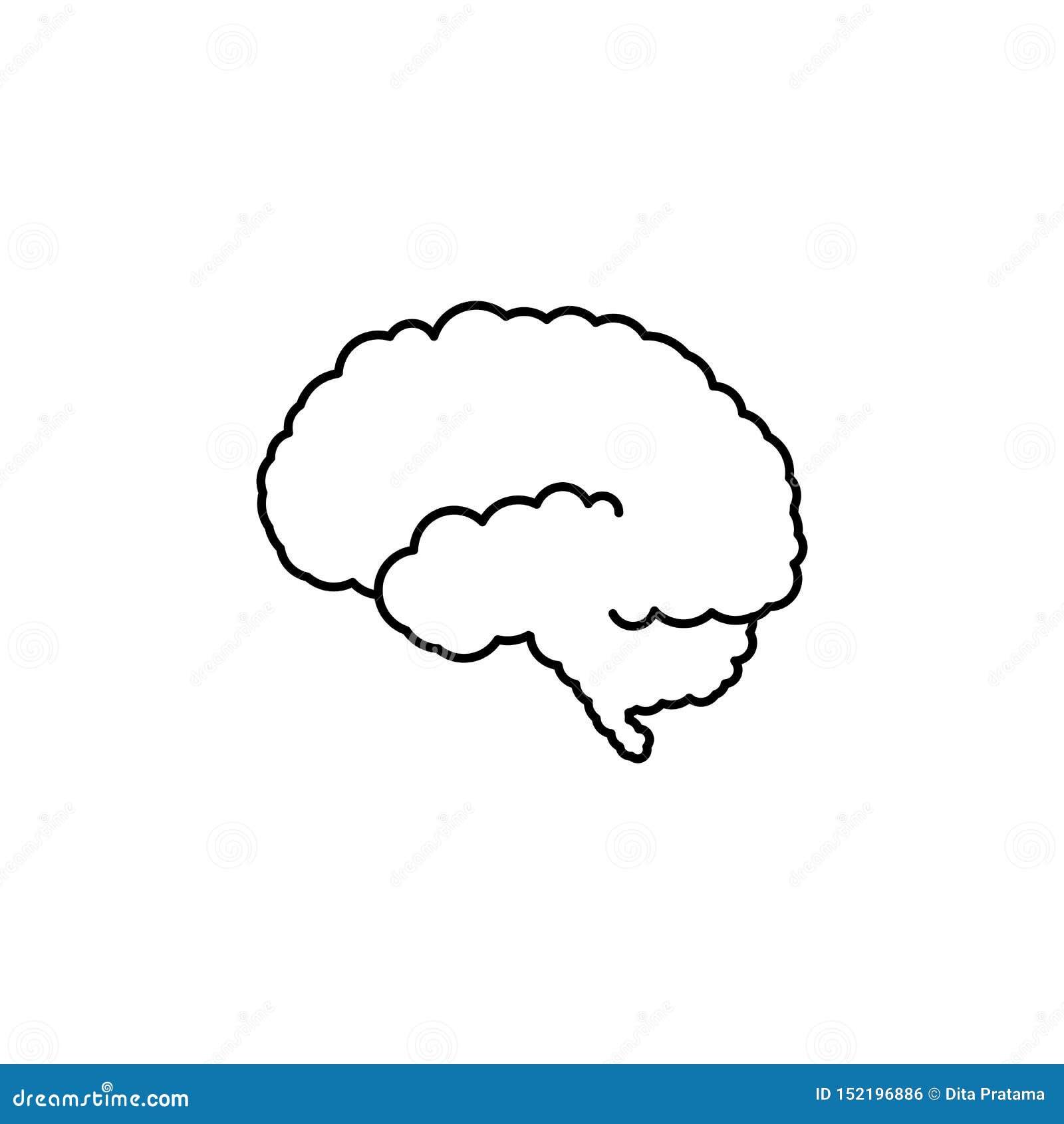 Human brain outline icon. stock illustration. Illustration of idea ...