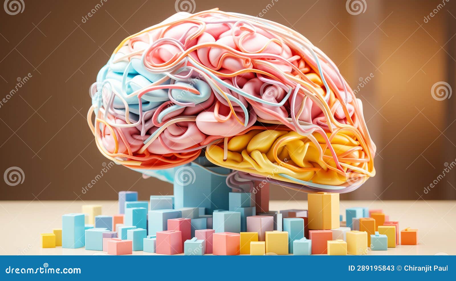 Human Brain with Paper Colors Stock Illustration - Illustration of ...