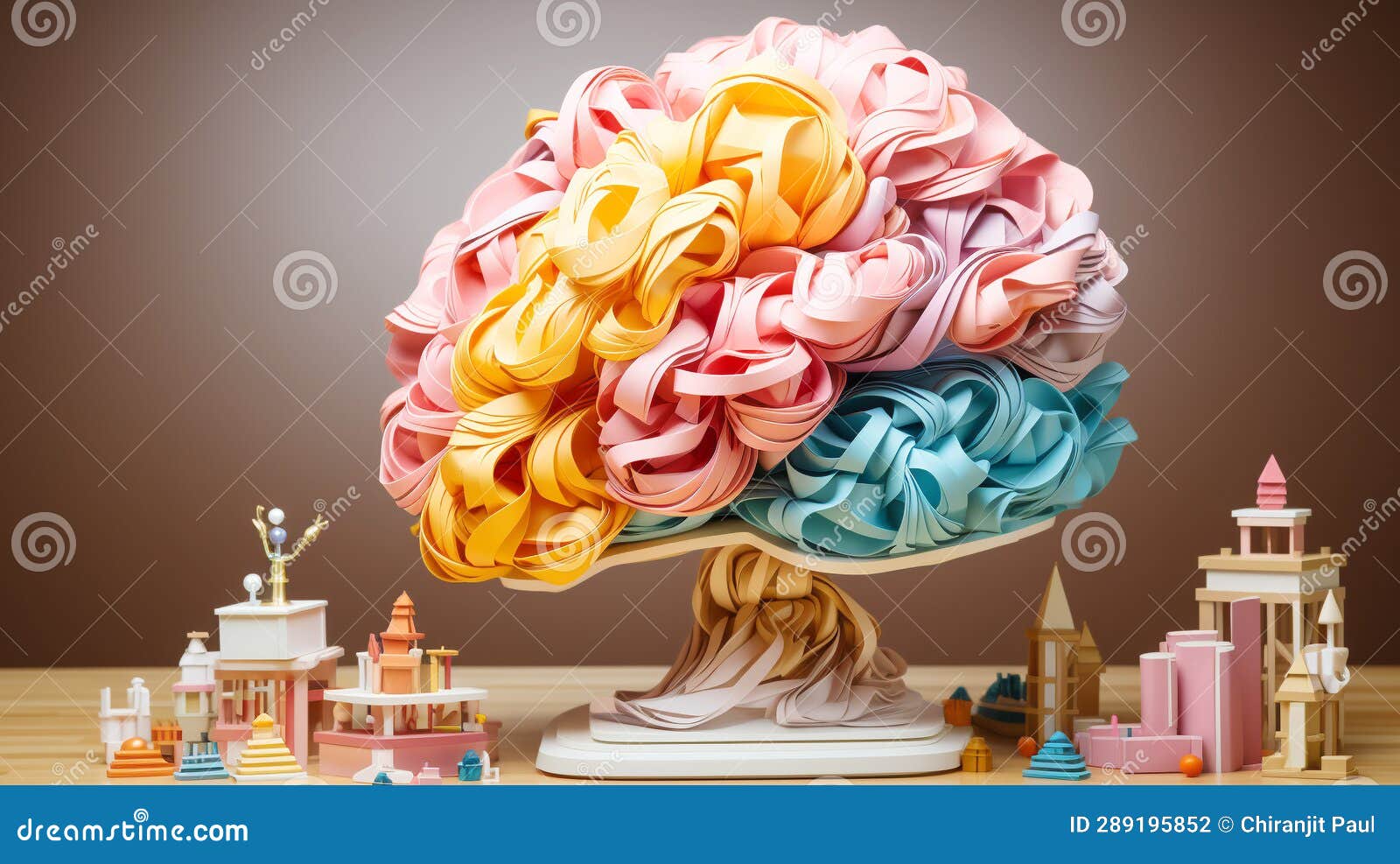 Human Brain with Paper Colors Stock Illustration - Illustration of ...