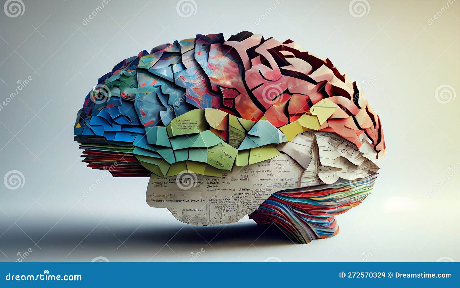 Human Brain with Paper Colors ,generative AI Stock Illustration ...