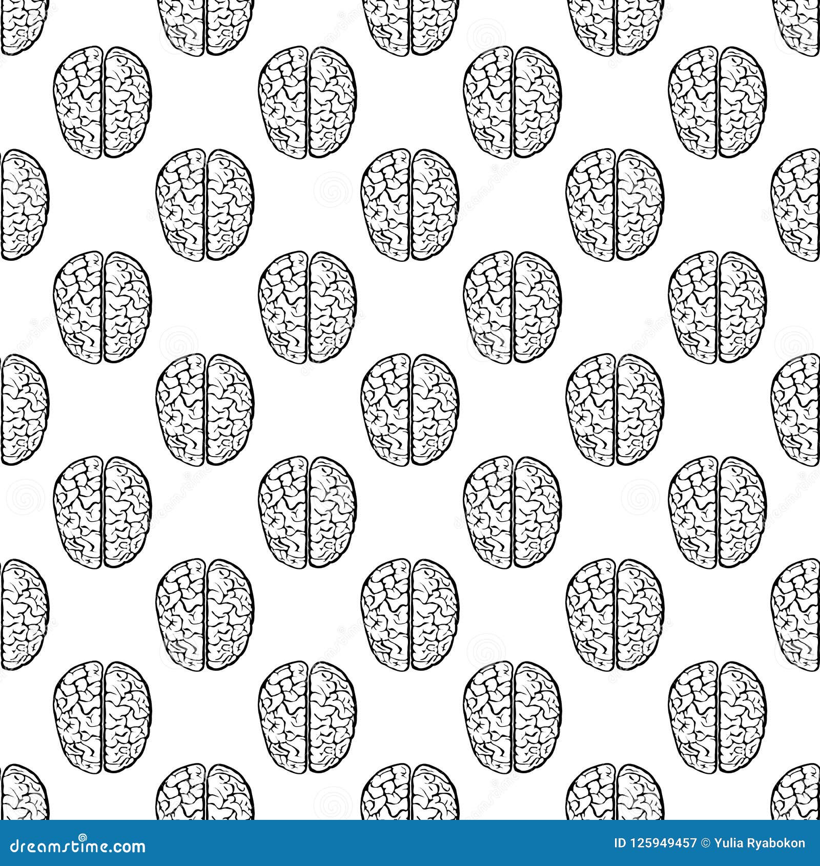 Human Brain Pattern Seamless Stock Illustration - Illustration of mind ...