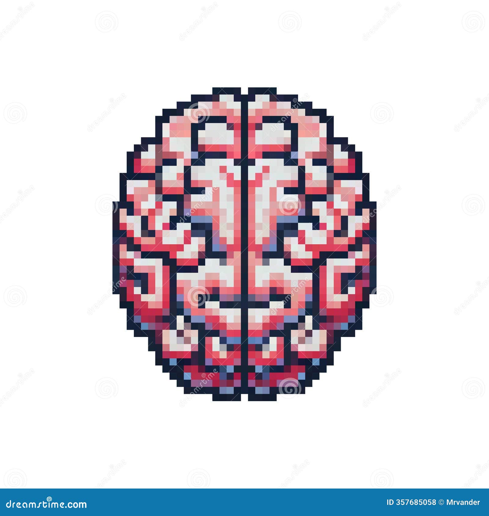 Brain Pixel Art Pattern Seamless 8 Bit. Brains Pixelated Background ...