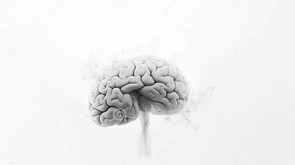 Human Brain on a Plain Background with Copy Space Stock Illustration ...