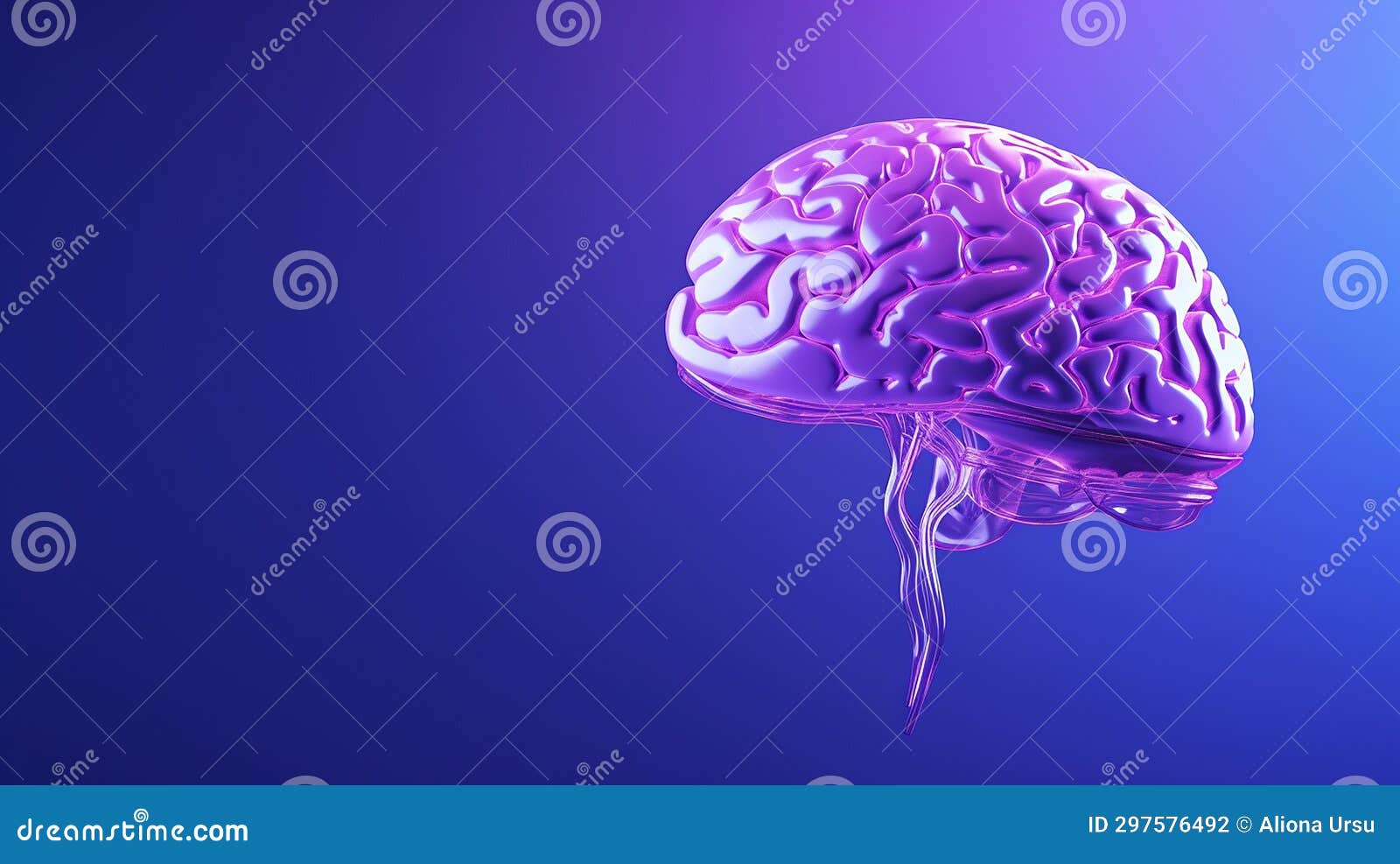 Human Brain on a Plain Background with Copy Space Stock Illustration ...