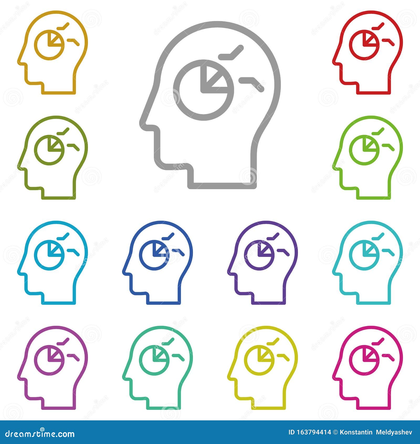 Human, Brain, Planning, Process Multi Color Icon. Simple Thin Line ...