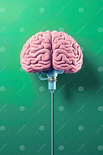 Human Brain Plugged Via Cable. Artificial Intelligence and Technology ...