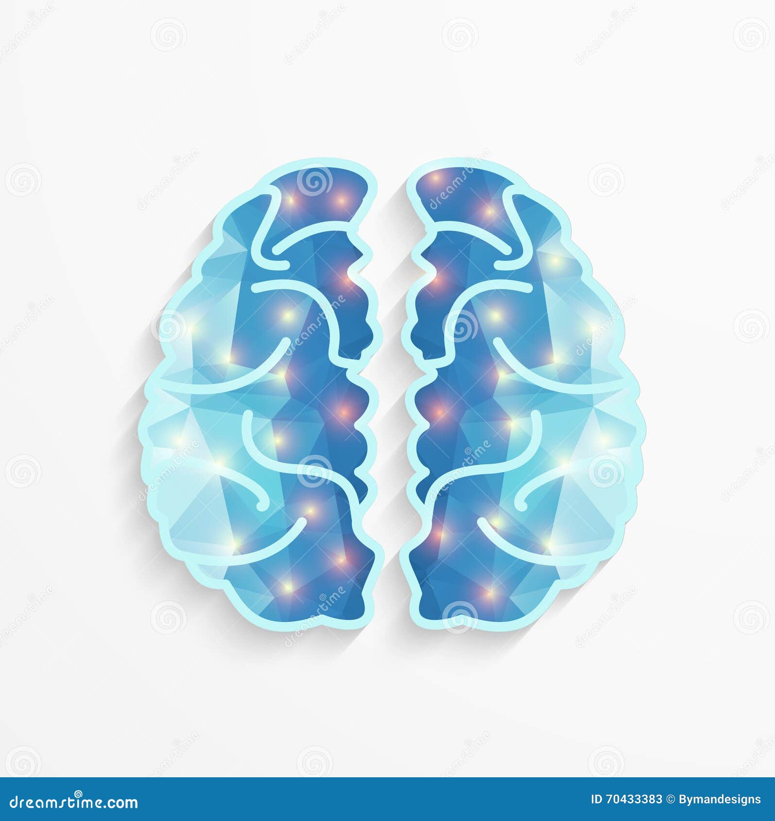 Human Brain Polygonal Shape with Lights Spot Activity Stock Vector ...