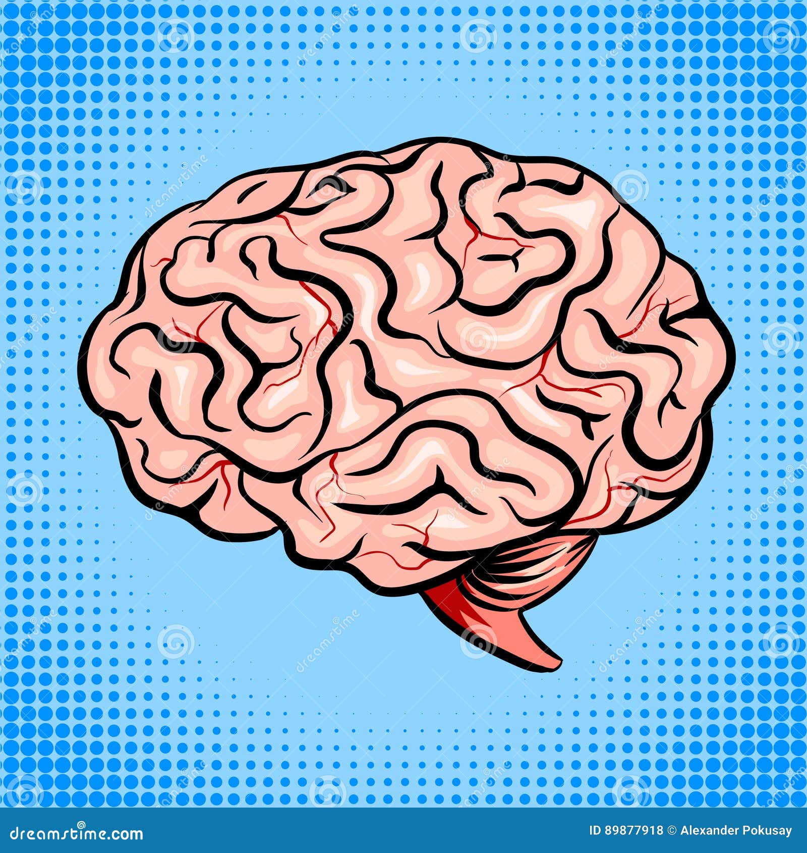 Human Brain Pop Art Style Vector Illustration Stock Vector ...