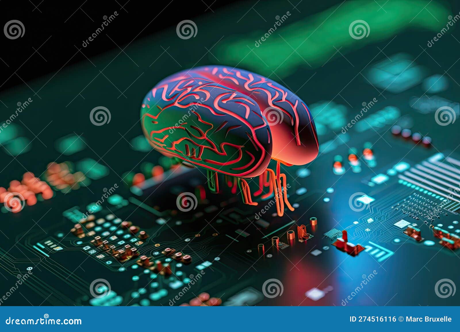 Human Brain on a Printed Circuit Board - AI Generated Stock ... Human Brain on a Printed Circuit Board - AI Generated Stock ...