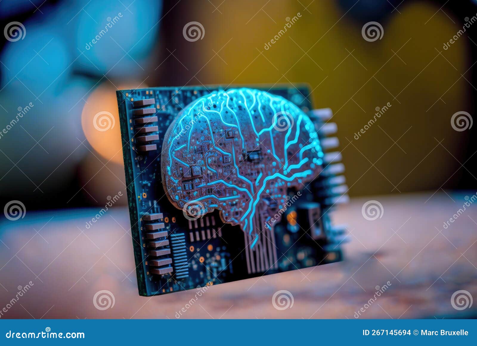 Human Brain on a Printed Circuit Board Stock Illustration ...
