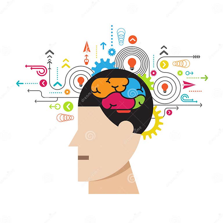 Human Brain Process, Creative Idea Concept Vector Stock Vector ...