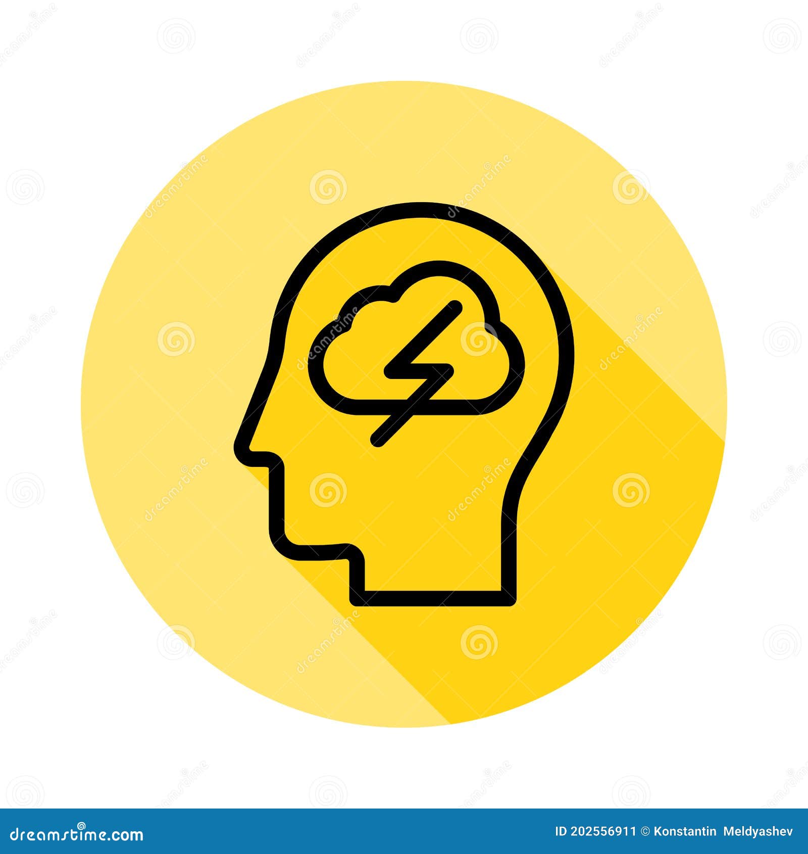 Human, Brain, Process, Thinking Outline Icon in Long Shadow Style Stock ...