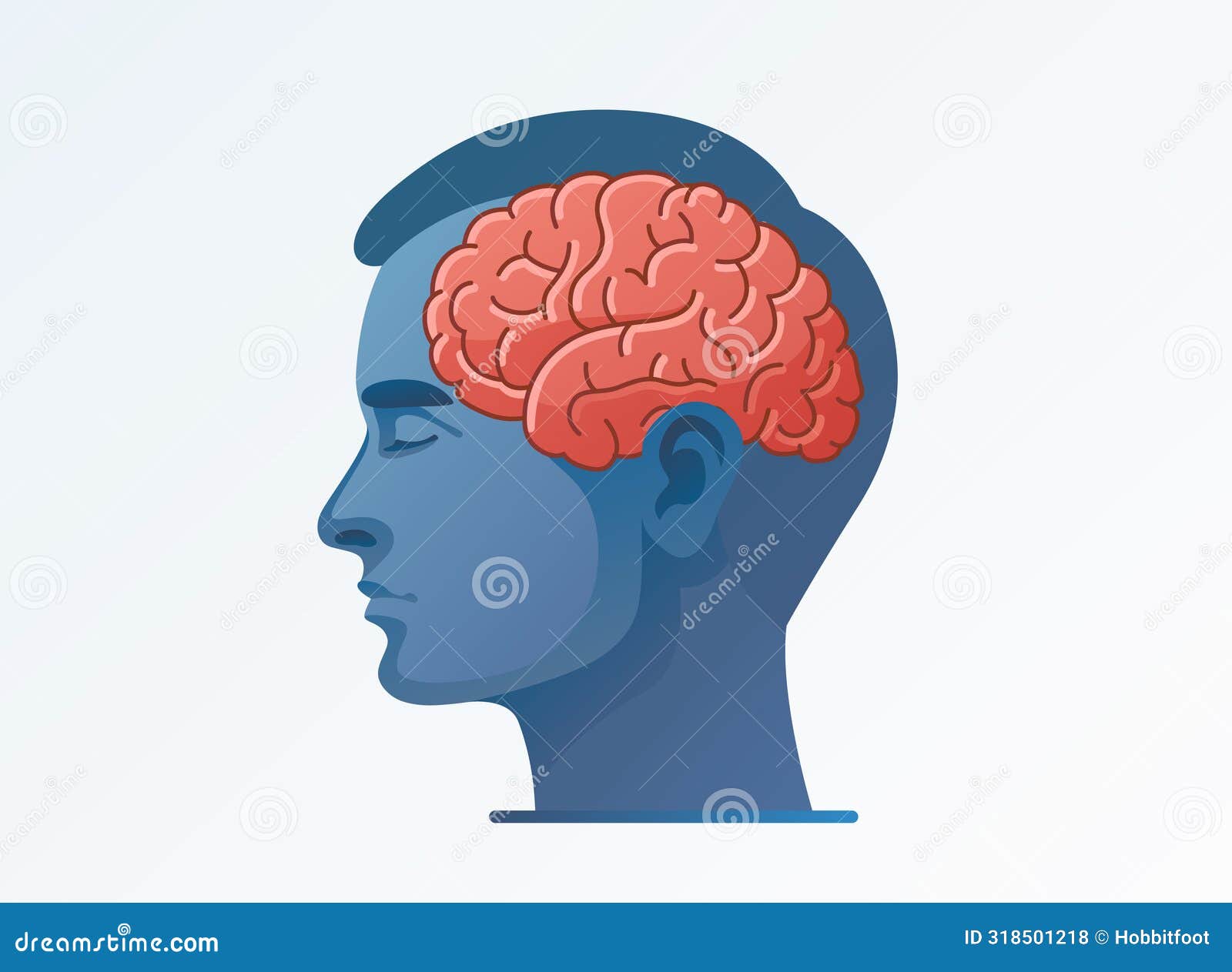 Human Brain in Profile, Idea Science, Man Organ. Vector Illustration ...