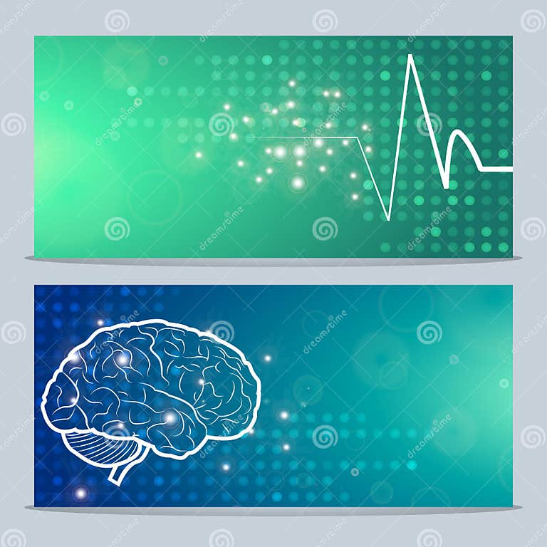 Human brain and pulse stock vector. Illustration of sticker - 78421401