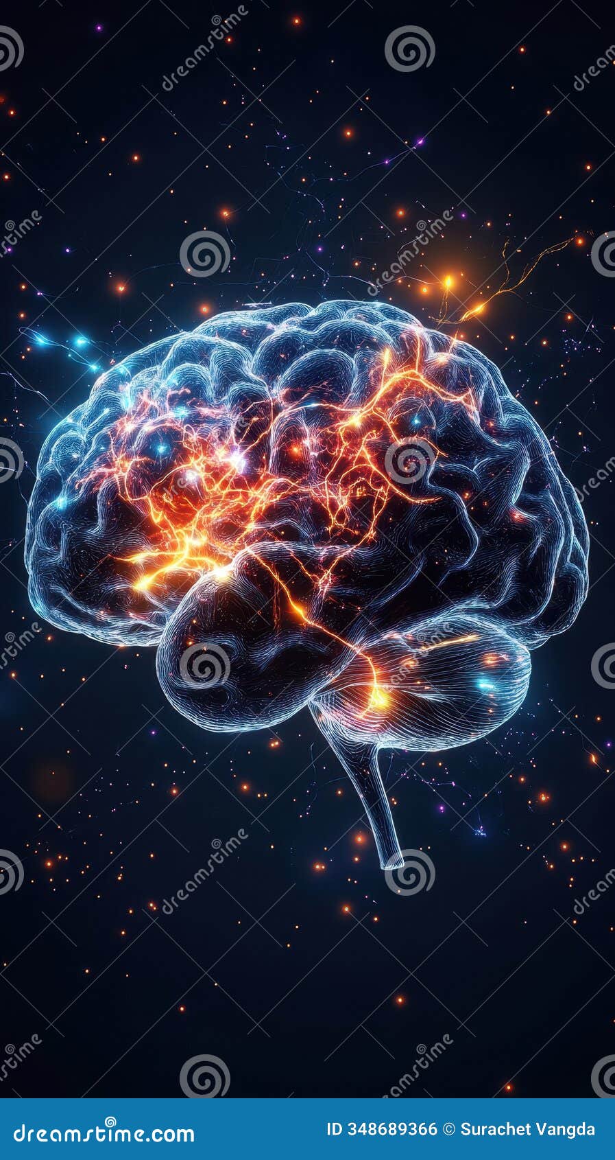 Human Brain Pulsing with Intricate Neural Activity Stock Photo - Image ...