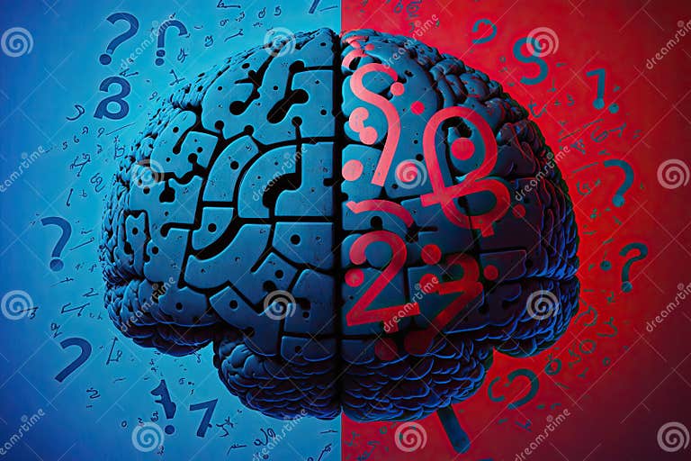 Human Brain Puzzle, Problem Solving. Blue-red Background Stock Image ...