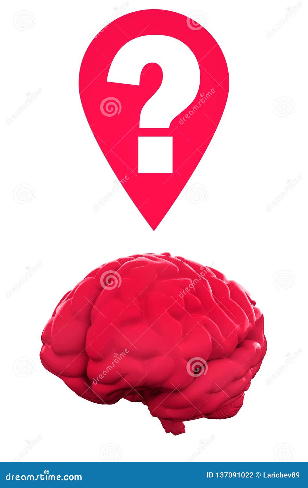 Human Brain and a Question Mark. 3D Illustration Stock Illustration ...