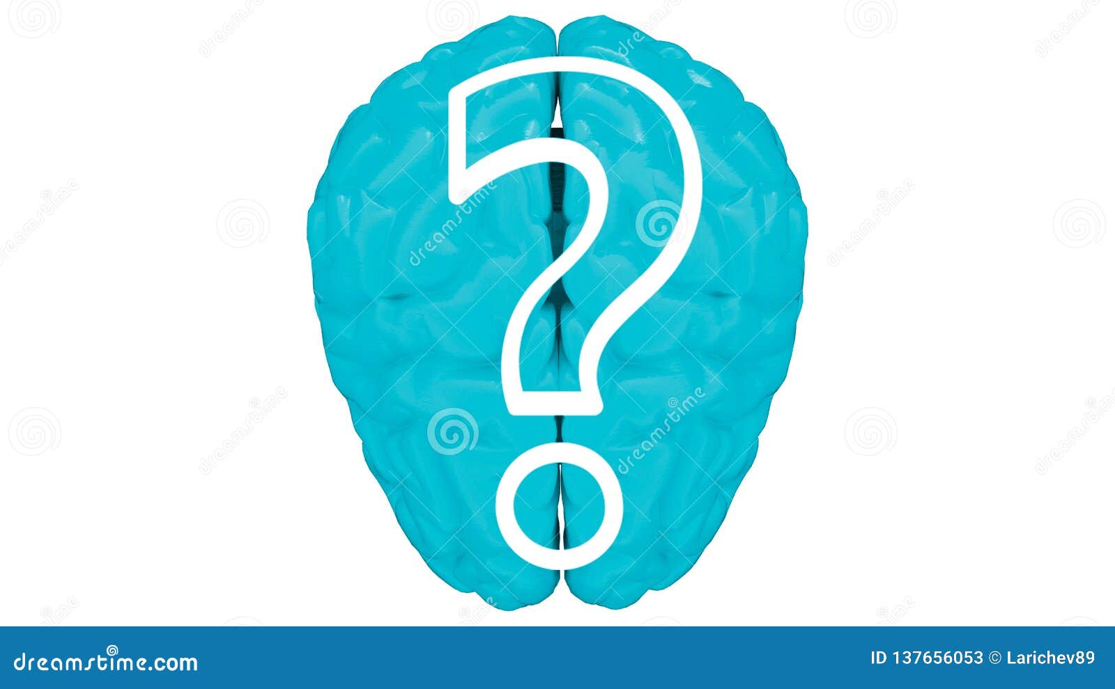 Human Brain and a Question Mark. 3D Illustration Stock Illustration ...