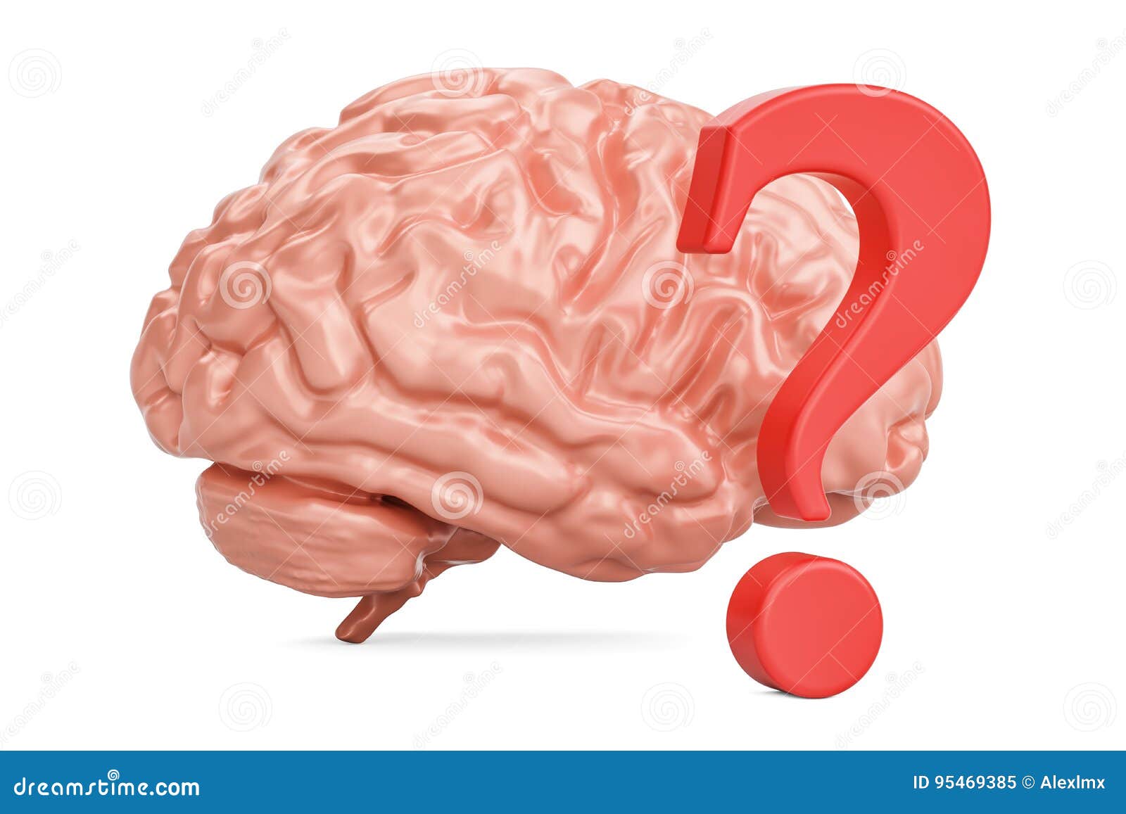 Human Brain with Question Mark, 3D Rendering Stock Illustration ...